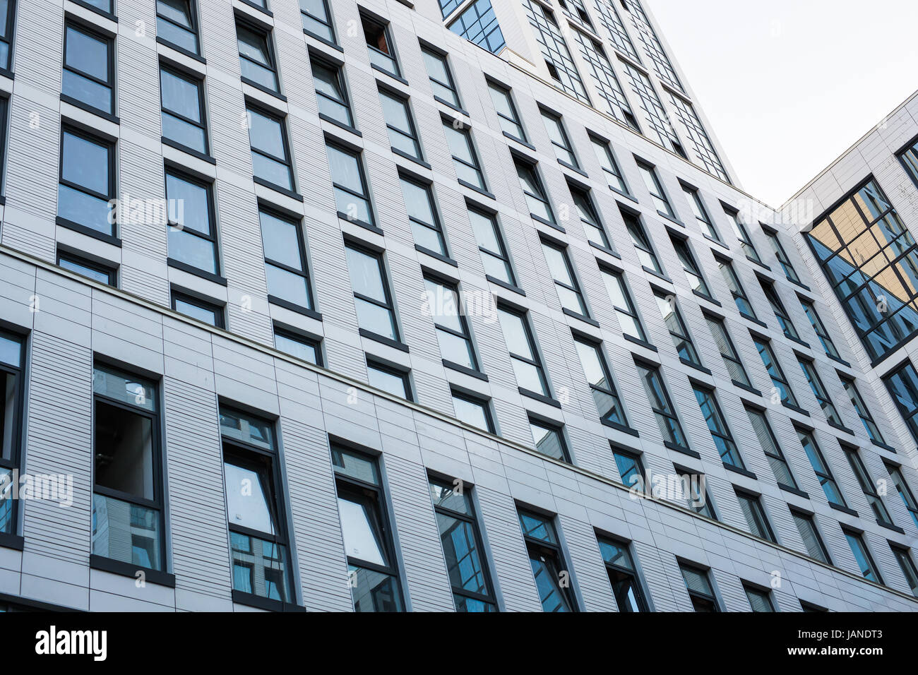 Modern architecture. Transparent walls with small ajar windows ...