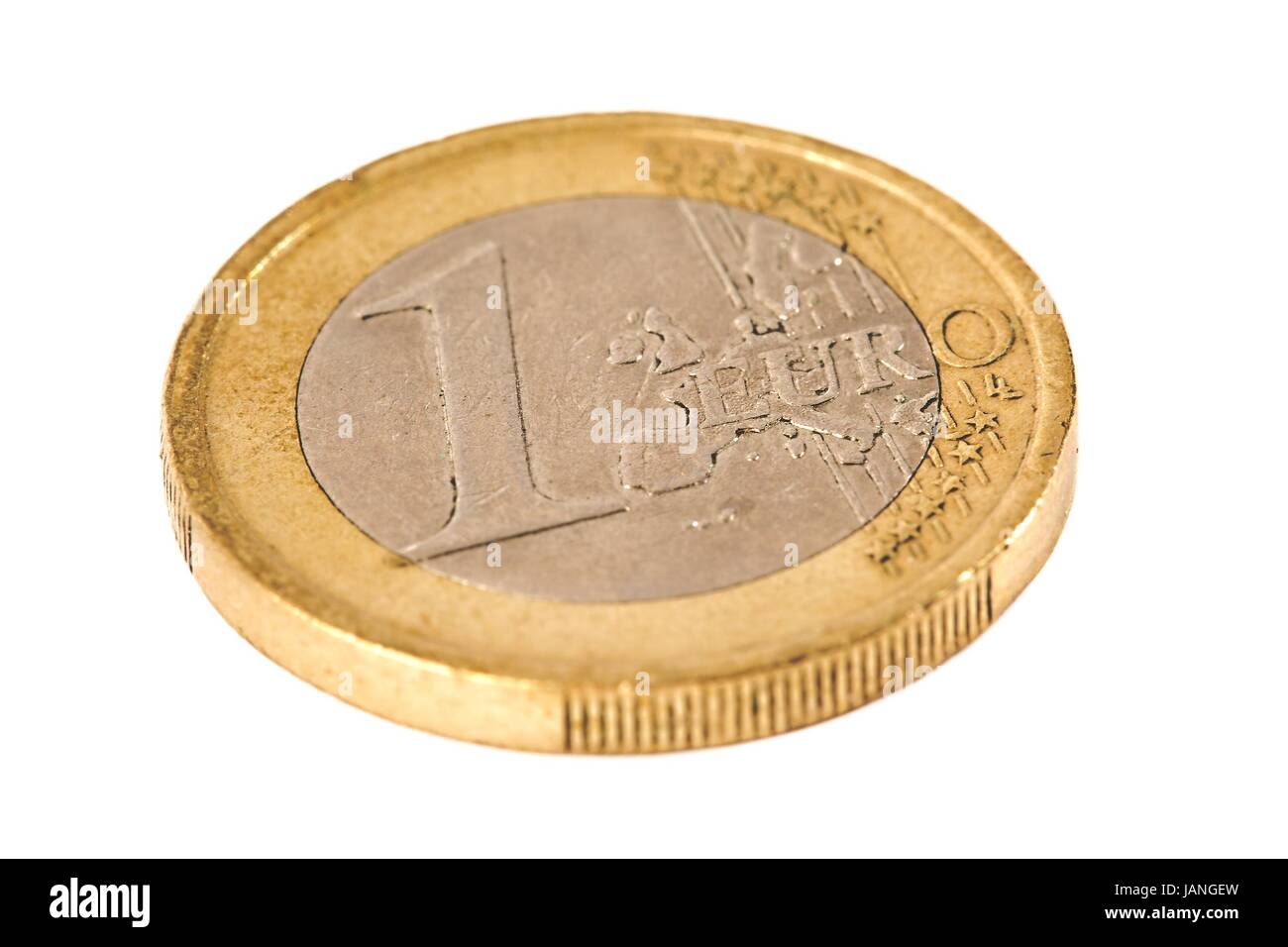 One Euro coin isolated on white background Stock Photo - Alamy