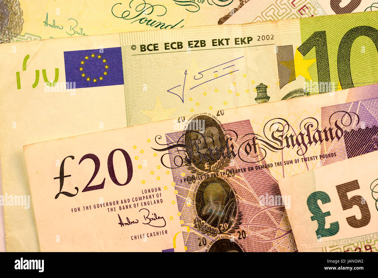 Close up Pounds, USD and EUR, Dollar and Euro currency note Stock Photo ...