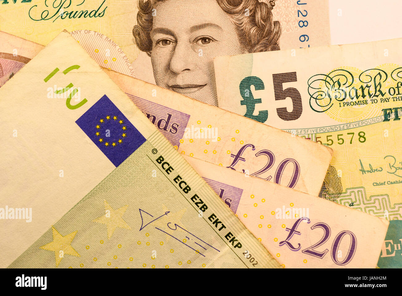Close up Pounds, USD and EUR, Dollar and Euro currency note Stock Photo ...