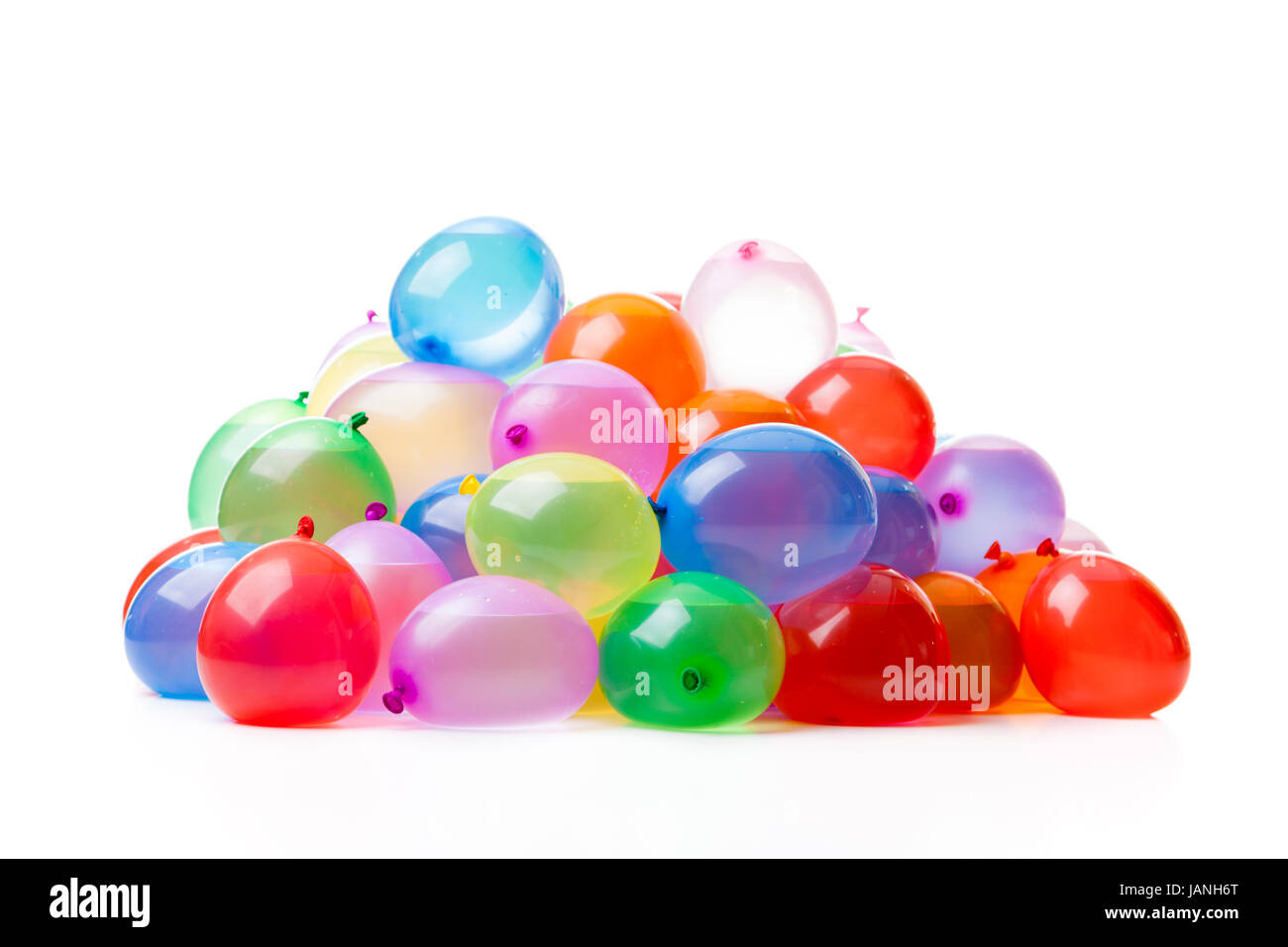 A pile of colorful water balloons isolated on white background Stock ...