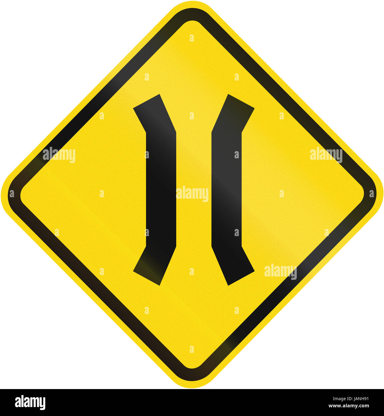 Narrow Bridge warning sign used In Brazil Stock Photo - Alamy