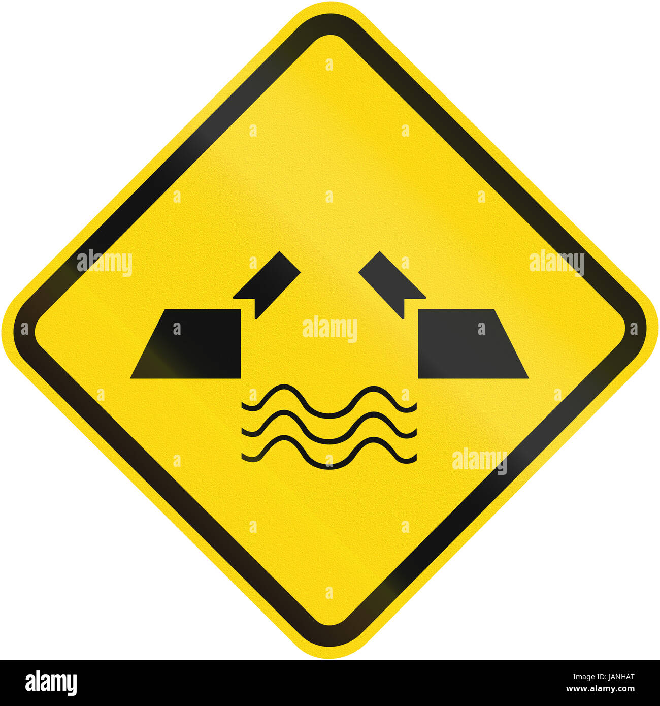 Opening bridge warning sign used in Brazil Stock Photo - Alamy