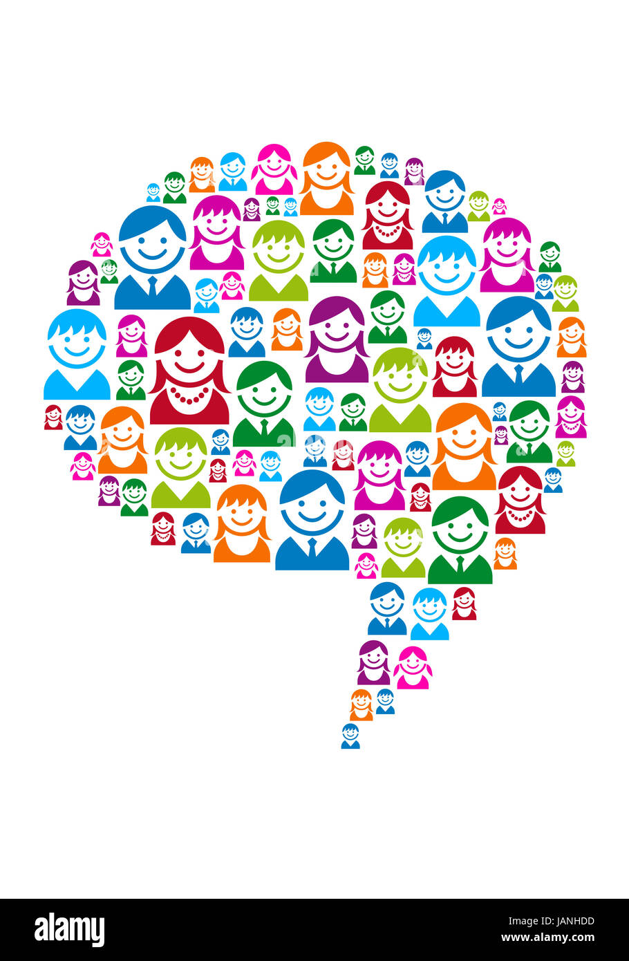 communication speech bubble with people icon faces, vector graphic ...