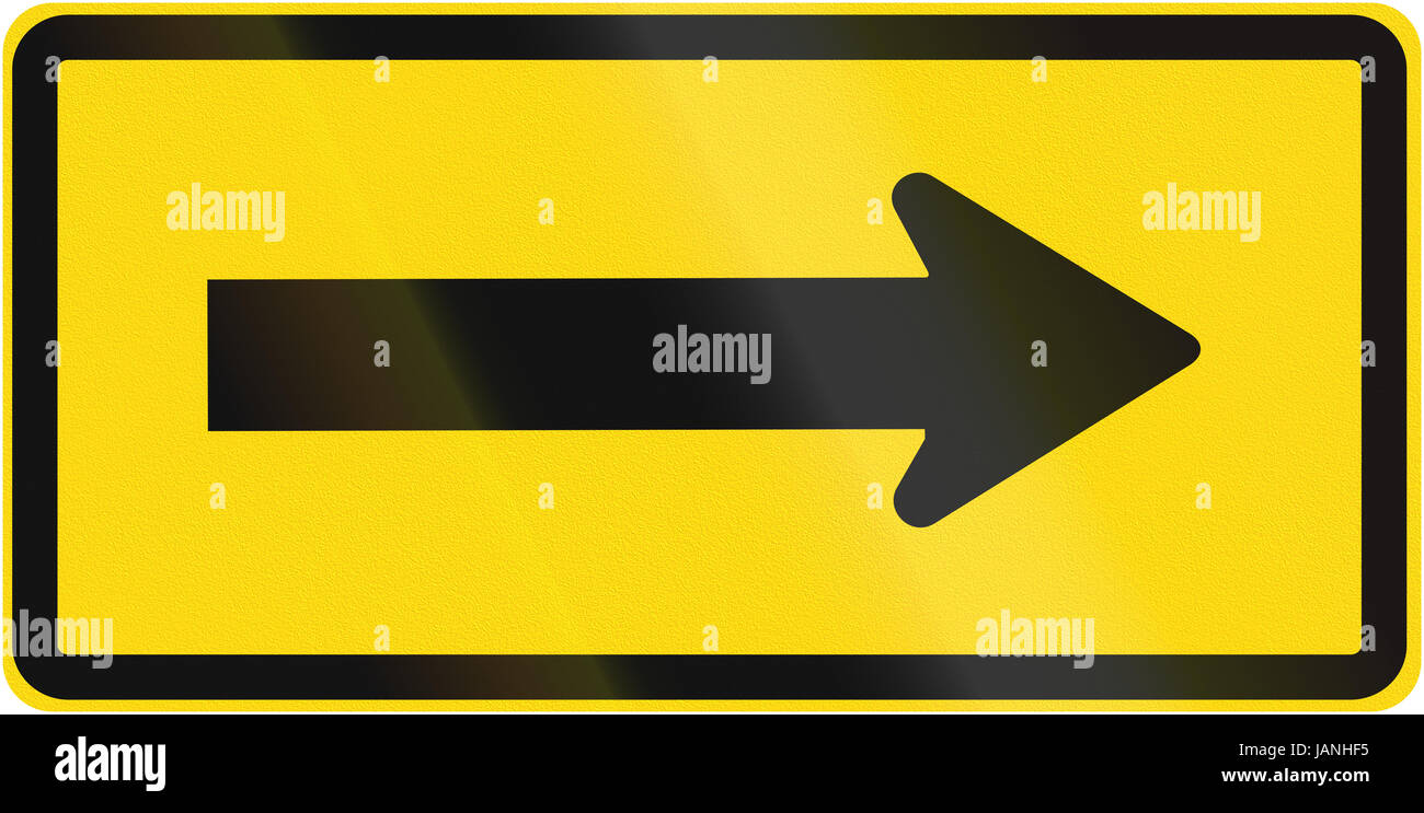 One-way traffic flow to right warning sign used in Brazil Stock Photo ...