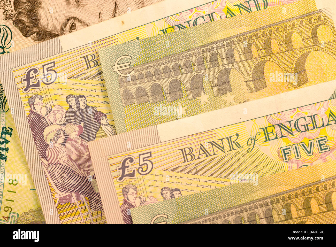 Close up Pounds, USD and EUR, Dollar and Euro currency note Stock Photo ...