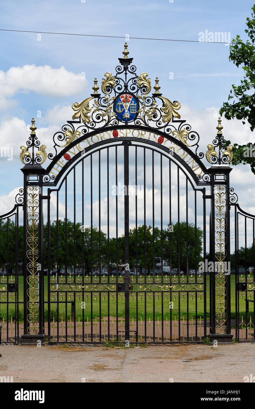 The Victory Sports Ground gates in Sutton Road, Southend on Sea, Essex ...