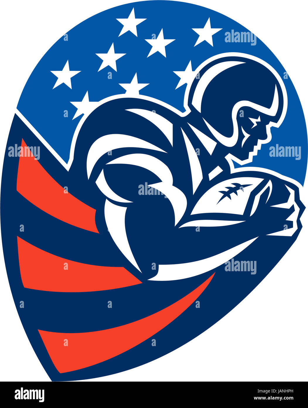 Illustration of an american football gridiron rushing running back ...