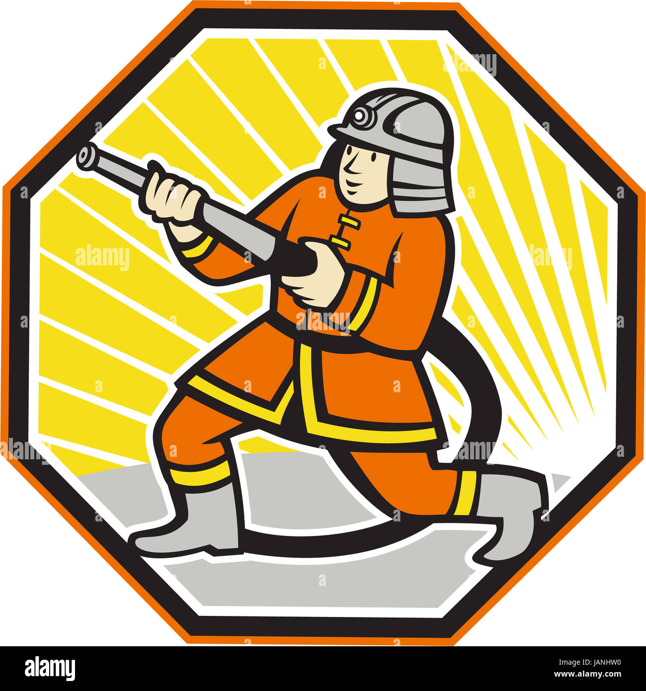 Illustration of a Japanese fireman fire fighter emergency worker with ...