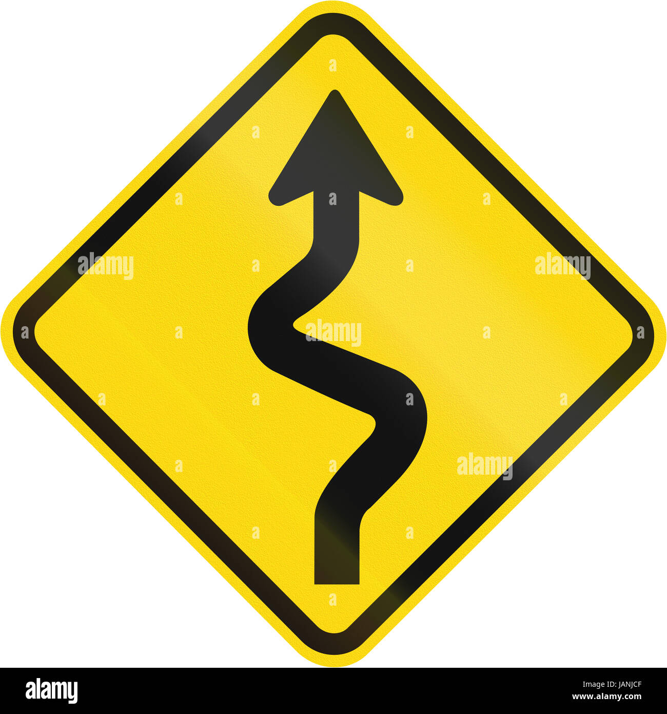 Series Of Curves First To Right warning sign used in Brazil Stock Photo ...