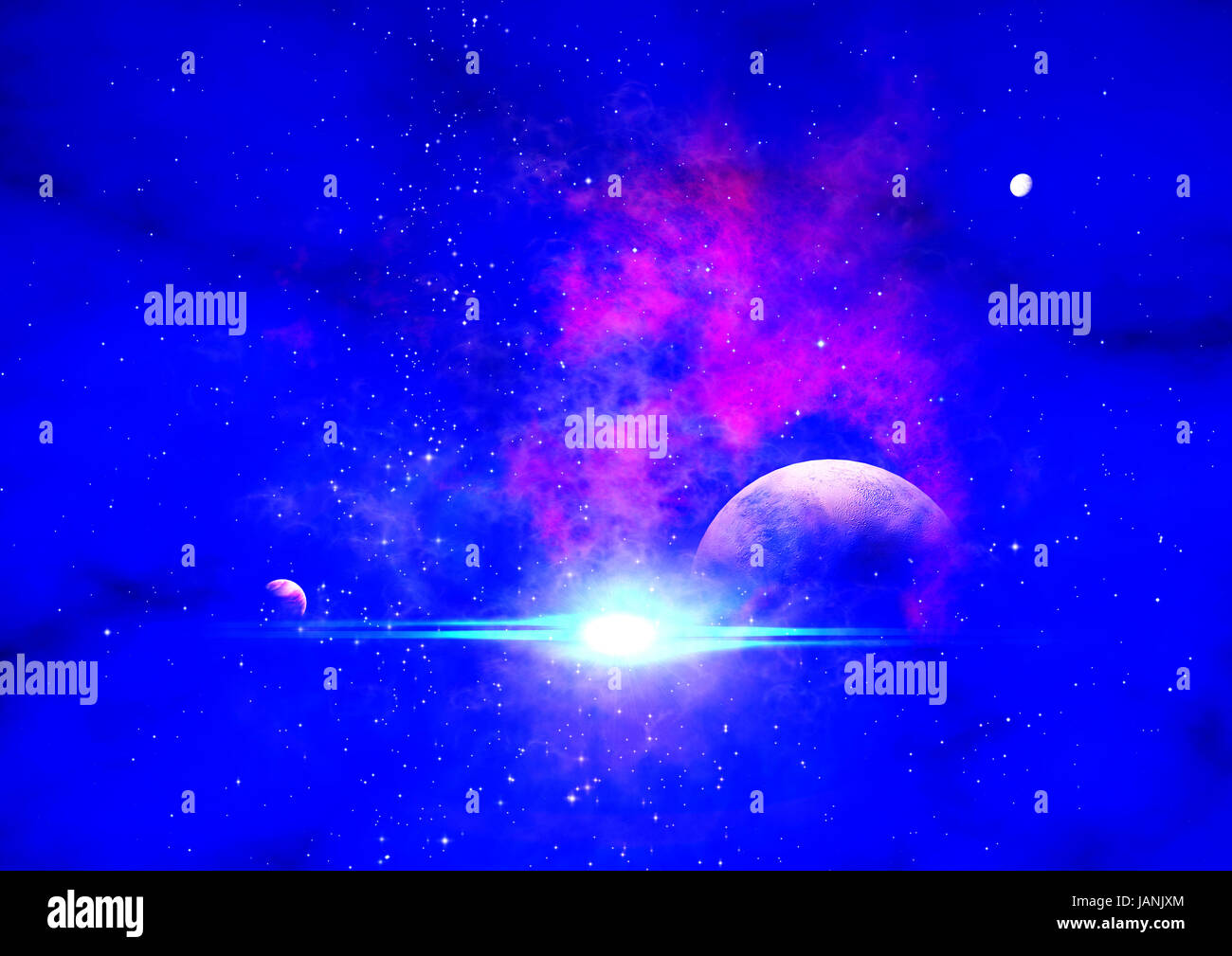 Far-out planets in a space against stars. "Elements of this image ...