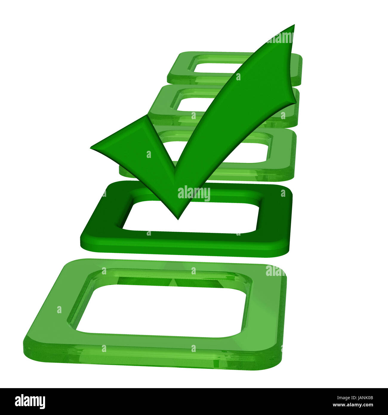 Green glossy Check mark on white background Stock Photo - Alamy
