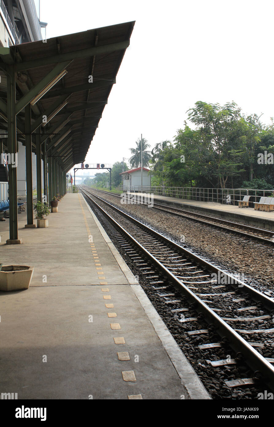 Empty train station in the afternoon Stock Photo - Alamy
