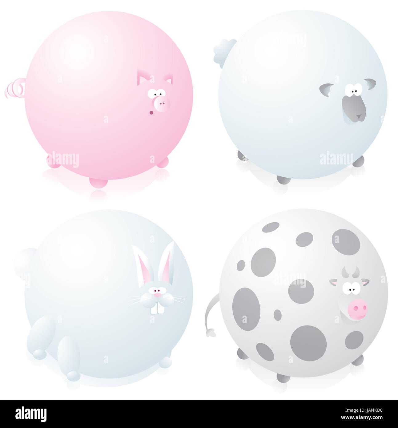 Farm round animals set Stock Photo - Alamy