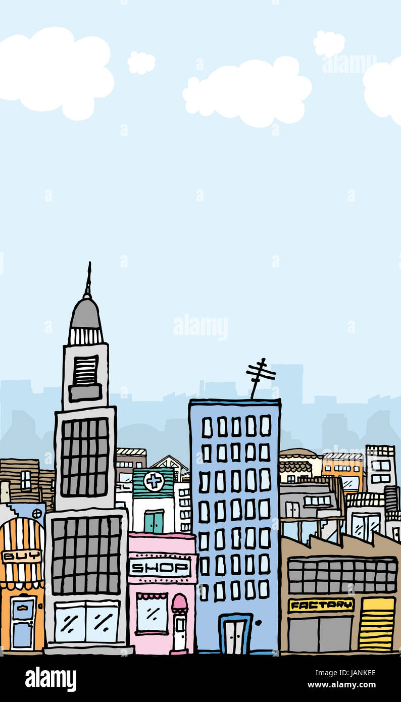 Vector cartoon city with copyspace Stock Photo - Alamy