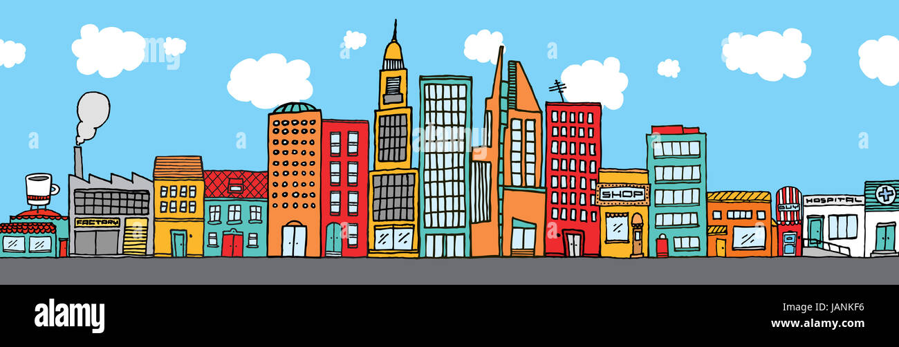 Colorful city skyline Stock Photo - Alamy