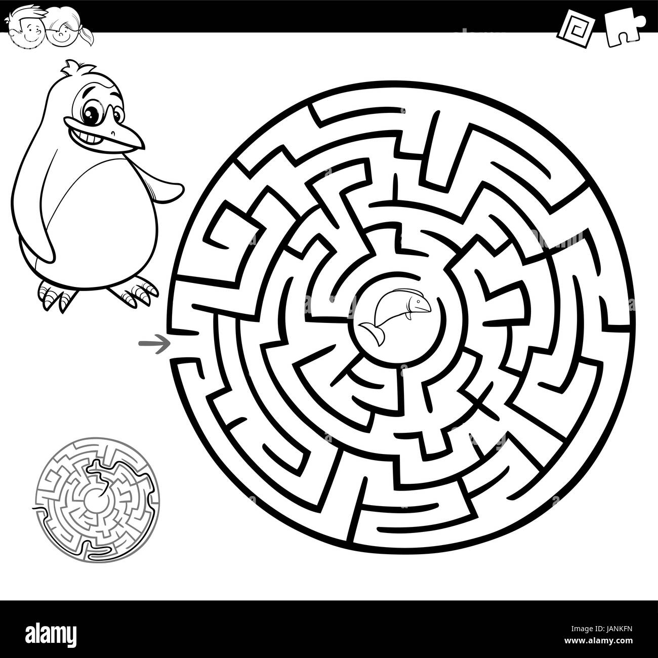 Cartoon Illustration of Education Maze or Labyrinth Game for Children ...