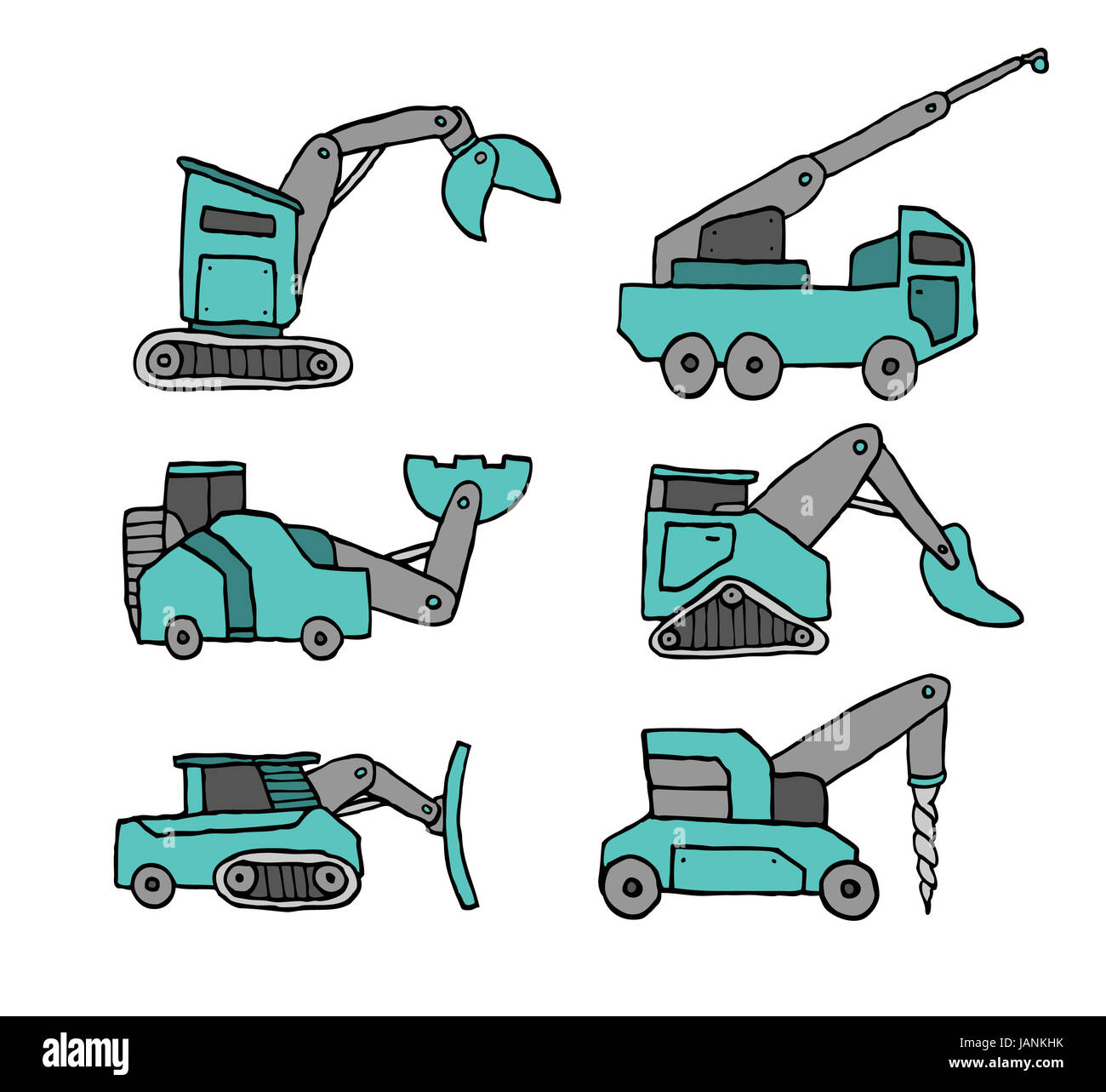 Cartoon construction vehicle set Stock Photo - Alamy