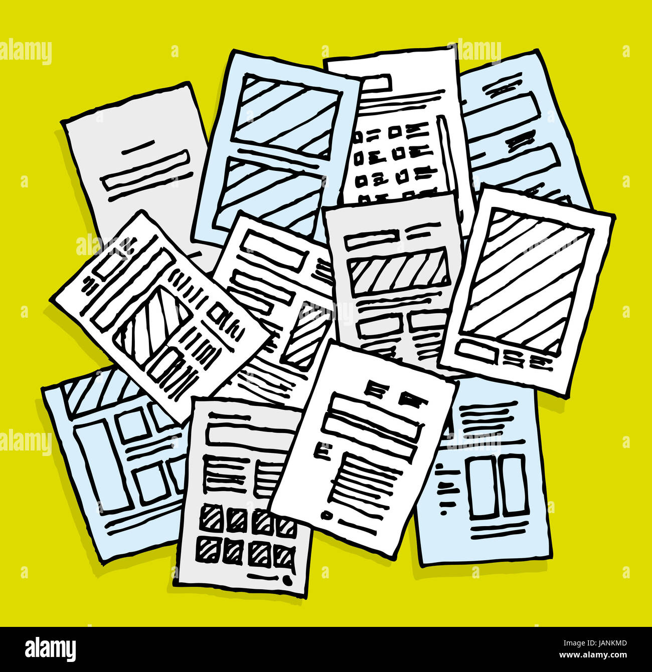 Lots of documents / Messy disorder sheets Stock Photo - Alamy