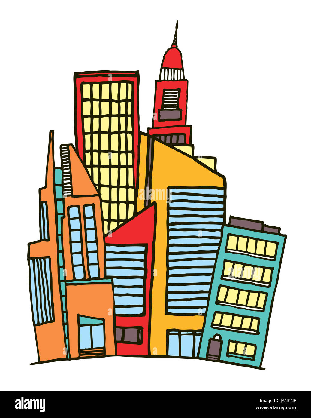 Colorful downtown / Vector city Stock Photo - Alamy