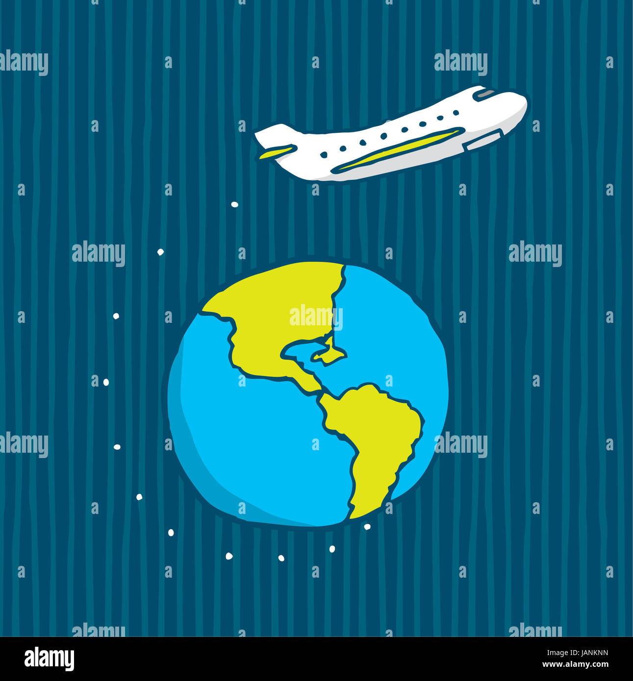 Plane flying around the world Stock Photo - Alamy