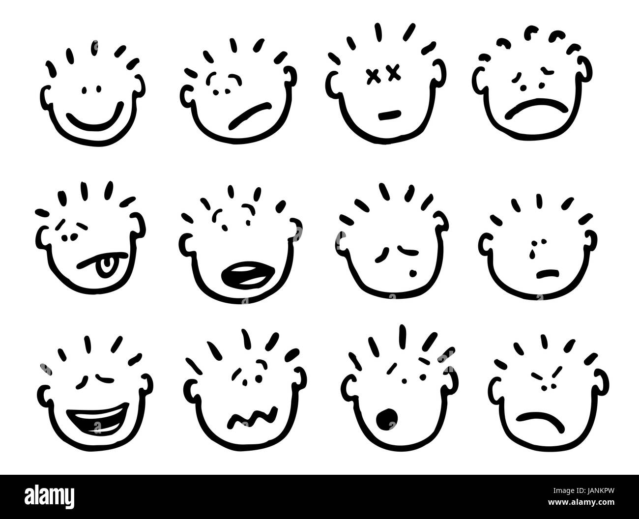 Vector cartoon faces and emotions Stock Photo - Alamy