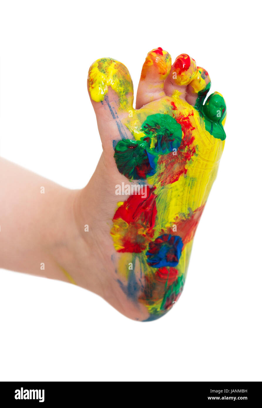 painted feet from young child isolated in white bachground Stock Photo ...