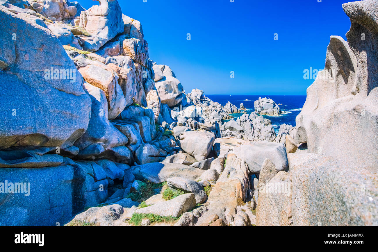 Bizarre granite rock formations in Capo Testa, Sardinia, Italy Stock ...