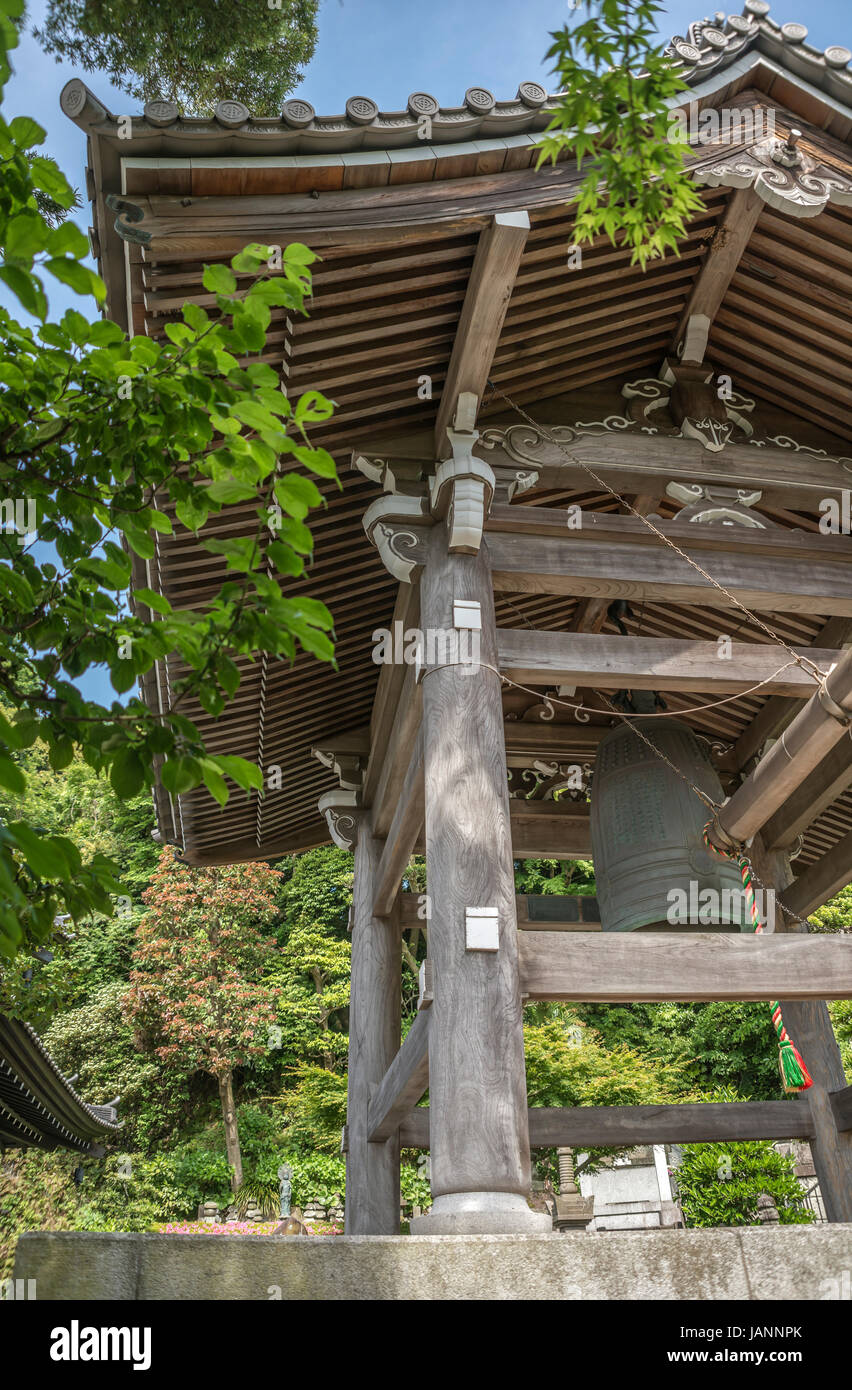 Shoro Belfry bronze bell at the Hase-dera temple, called Hase-kannon ...
