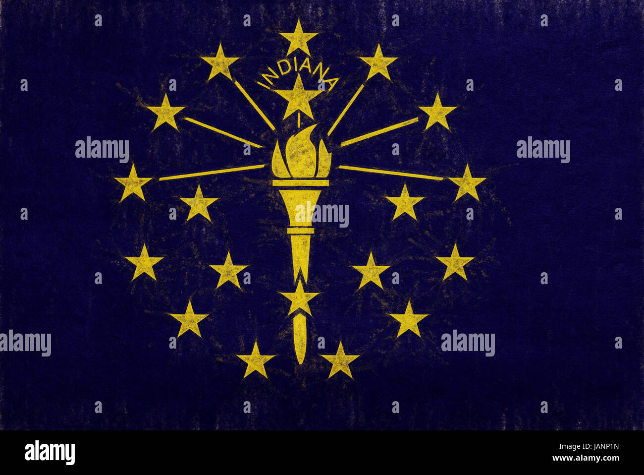 Illustration of the flag of Indiana state in America with a grunge look ...