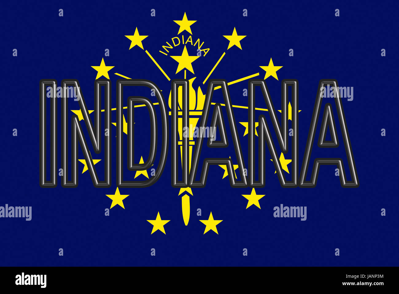 Illustration of the flag of Indiana state in America with the state ...