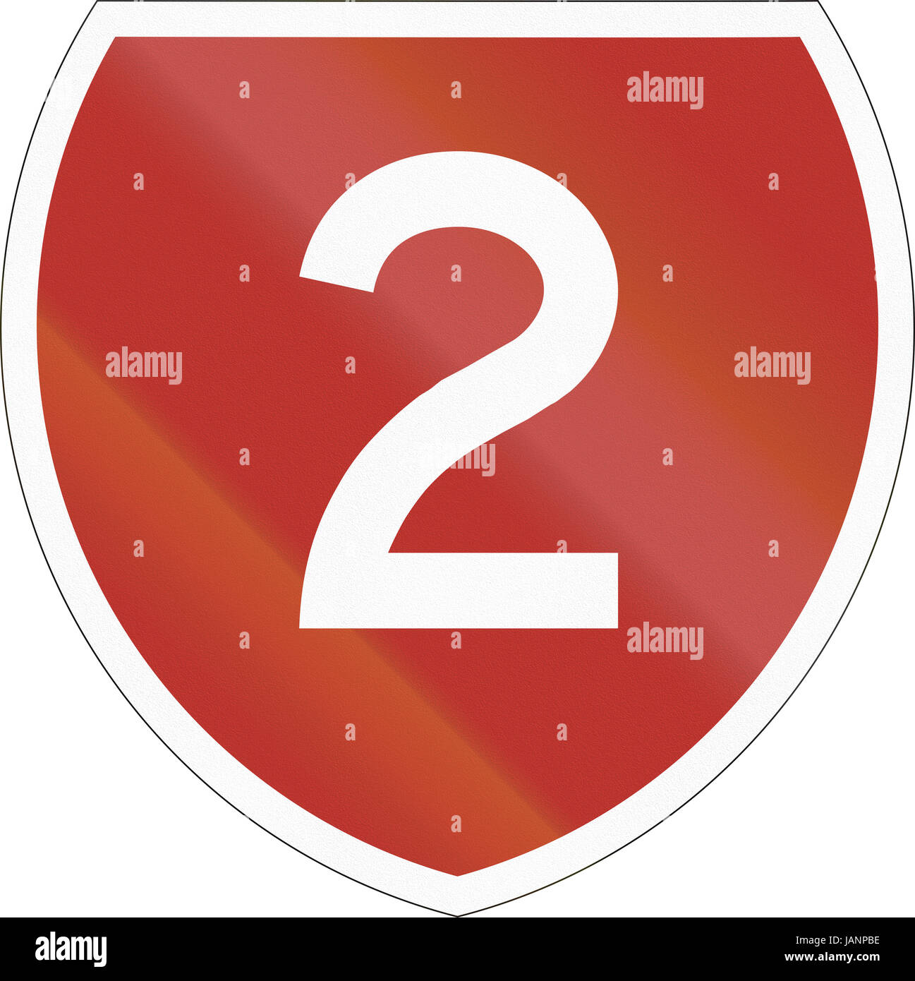 State highway shield with number 2 in New Zealand Stock Photo - Alamy