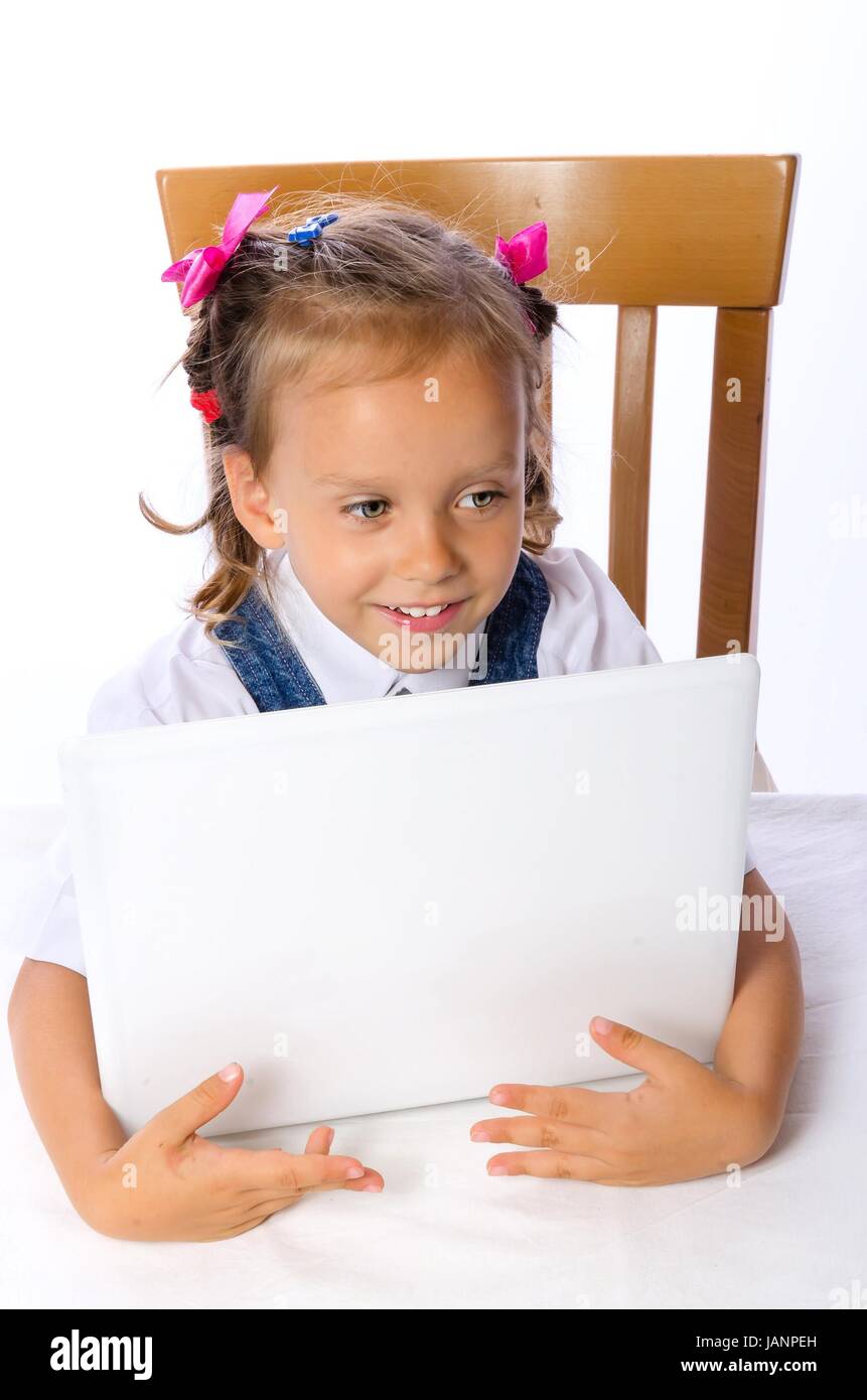 small girls with computer Stock Photo - Alamy