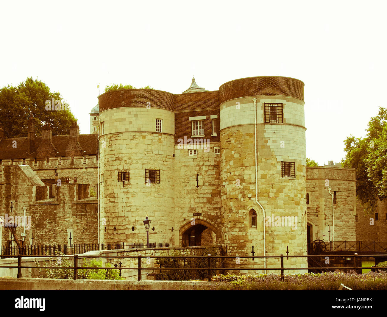 Vintage look The Tower of London medieval castle and prison Stock Photo ...