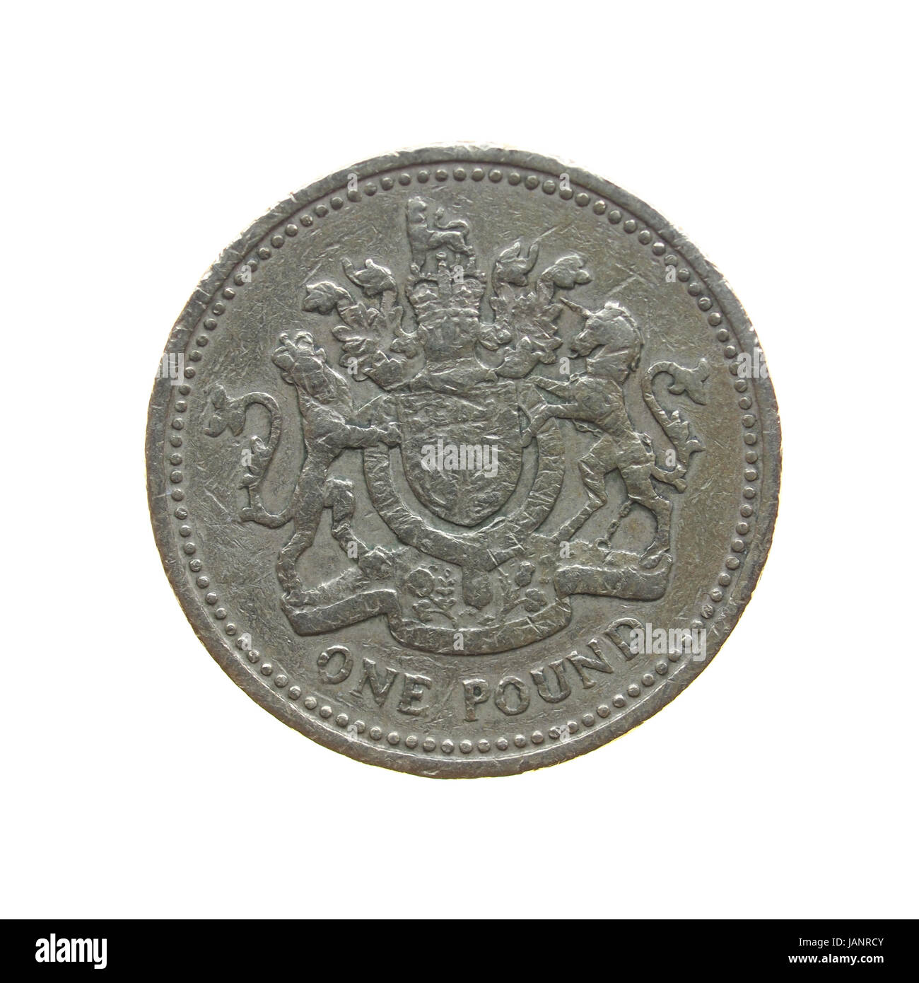 One Pound coin isolated over a white background Stock Photo - Alamy