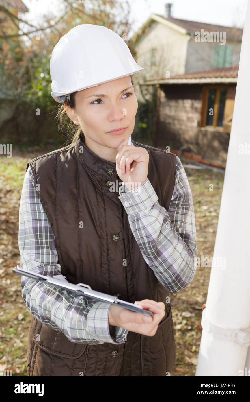 engineer woman thinking outdoors Stock Photo - Alamy