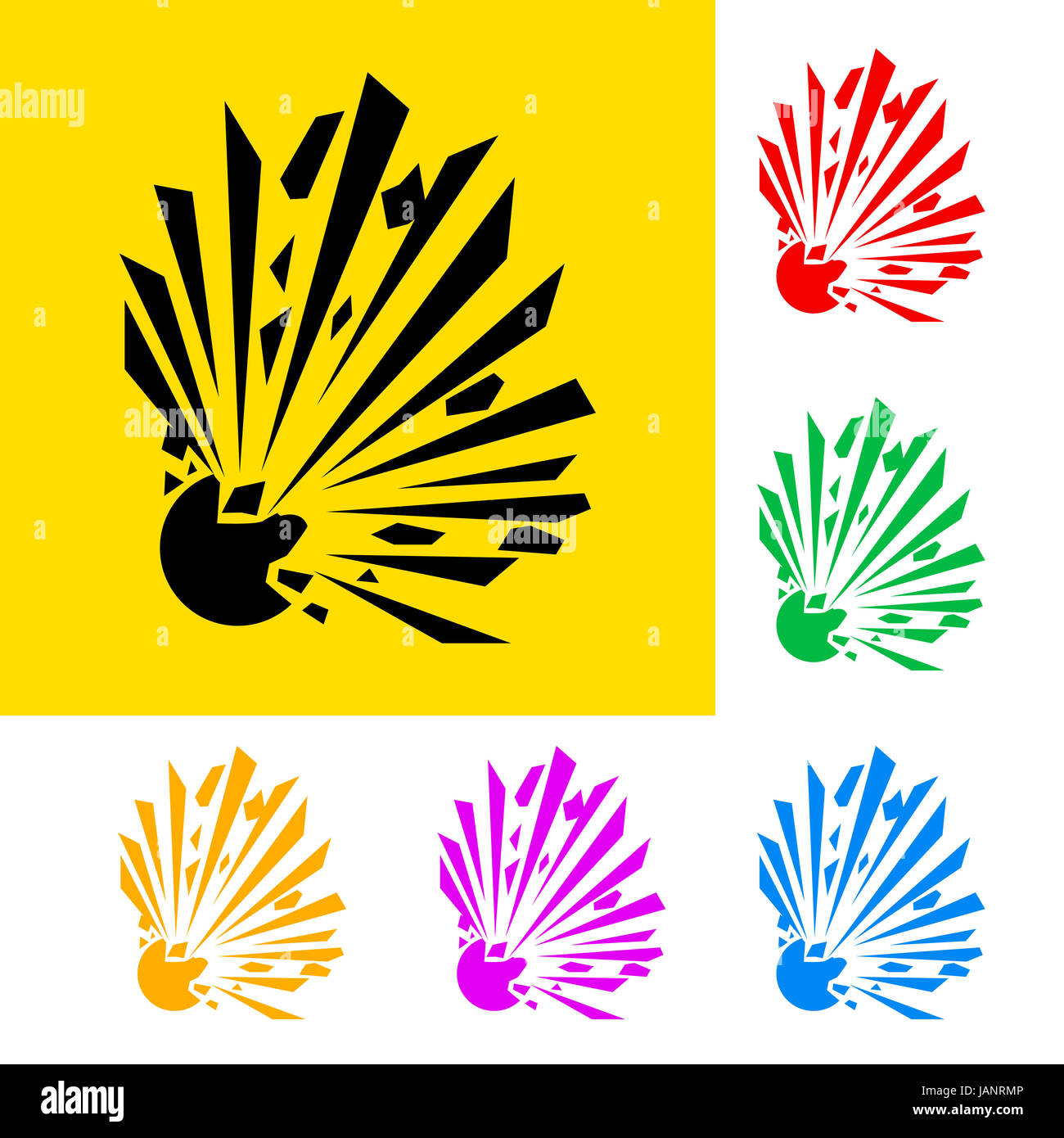 Warning sign of explosion with color variations Stock Photo - Alamy