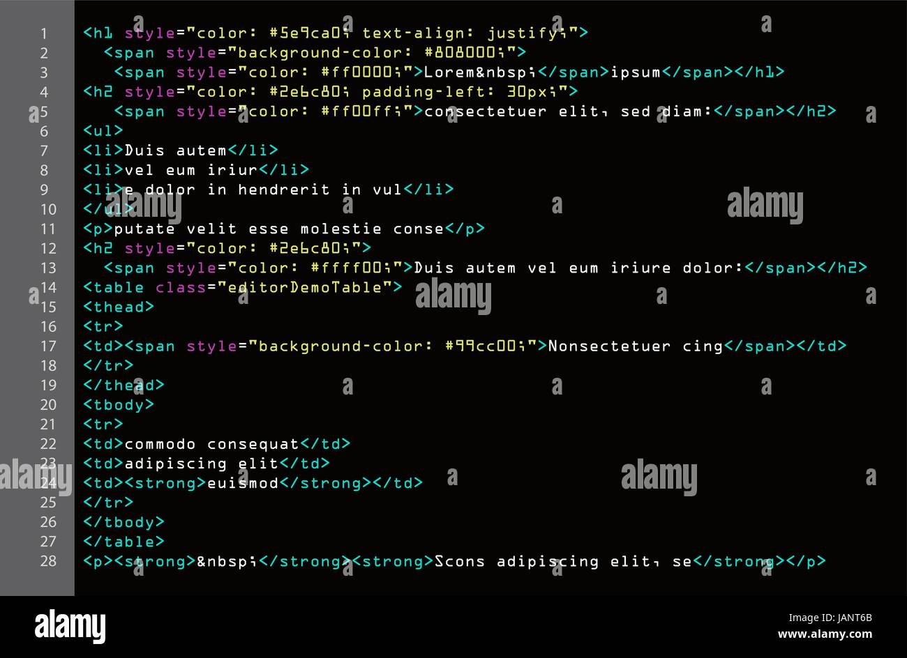 Html Simple Code Vector Colorful Abstract Program Tags In Developer