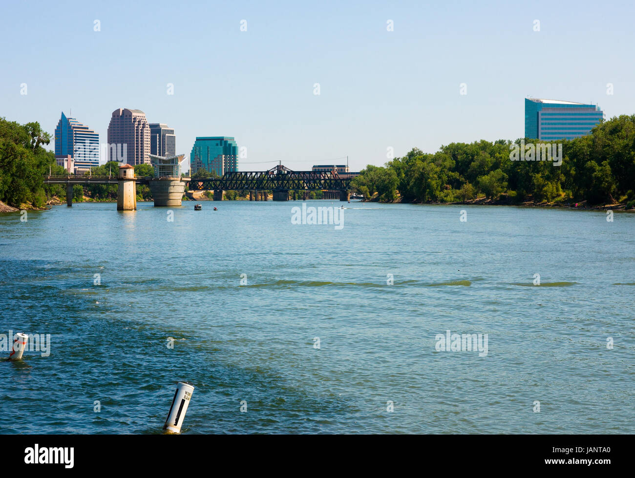 Office buildings next to a river in Sacramento Stock Photo - Alamy