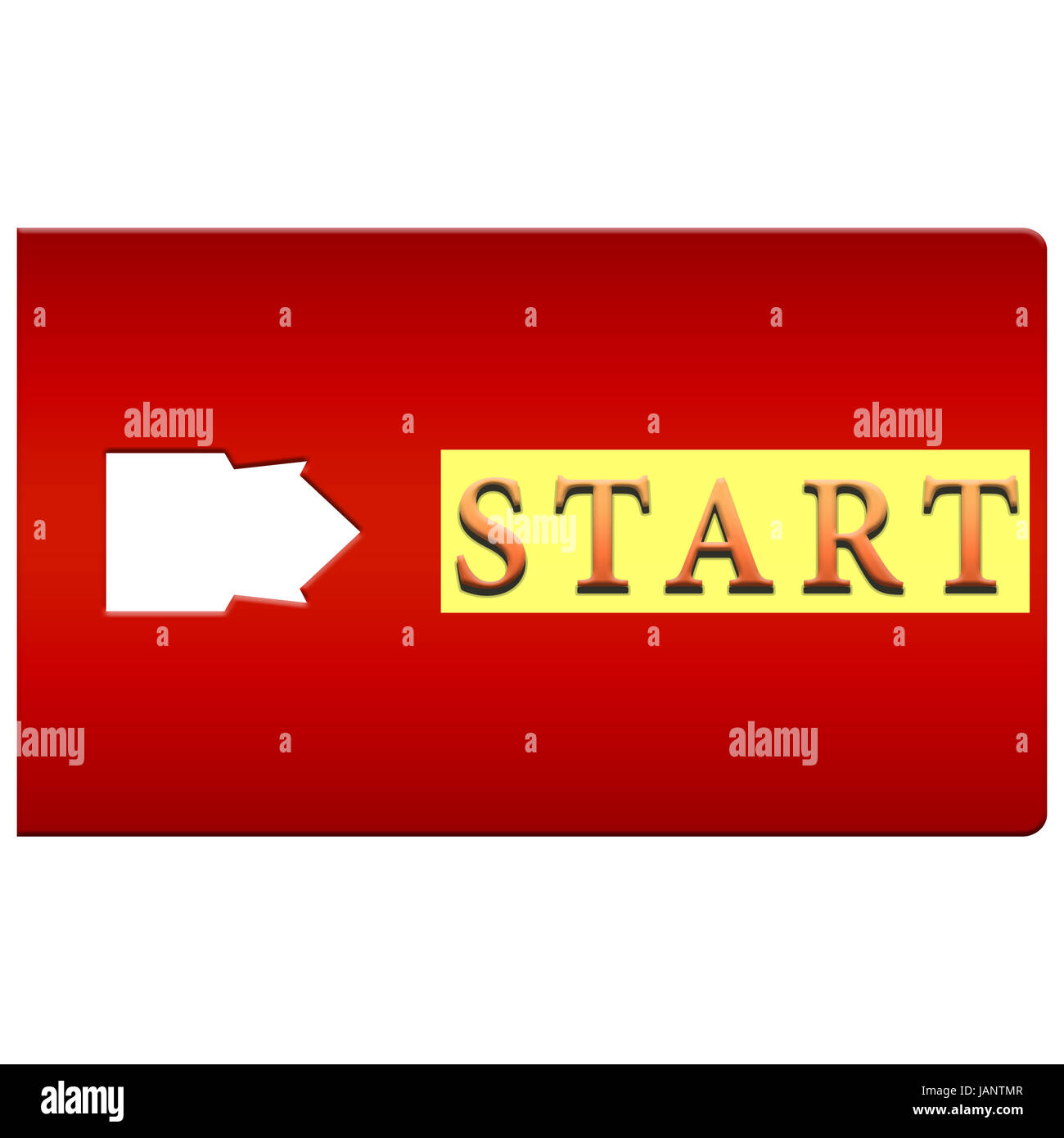 Big red button start with arrow. Rectangular shape Stock Photo - Alamy