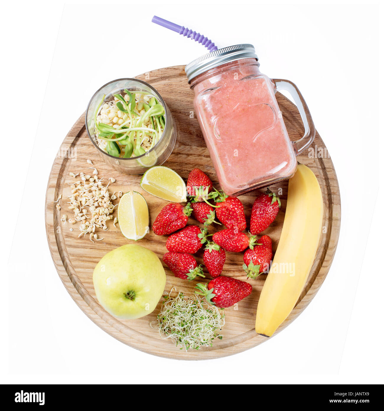 Detox cleanse drink, fruits and berries smoothie ingredients. Natural ...