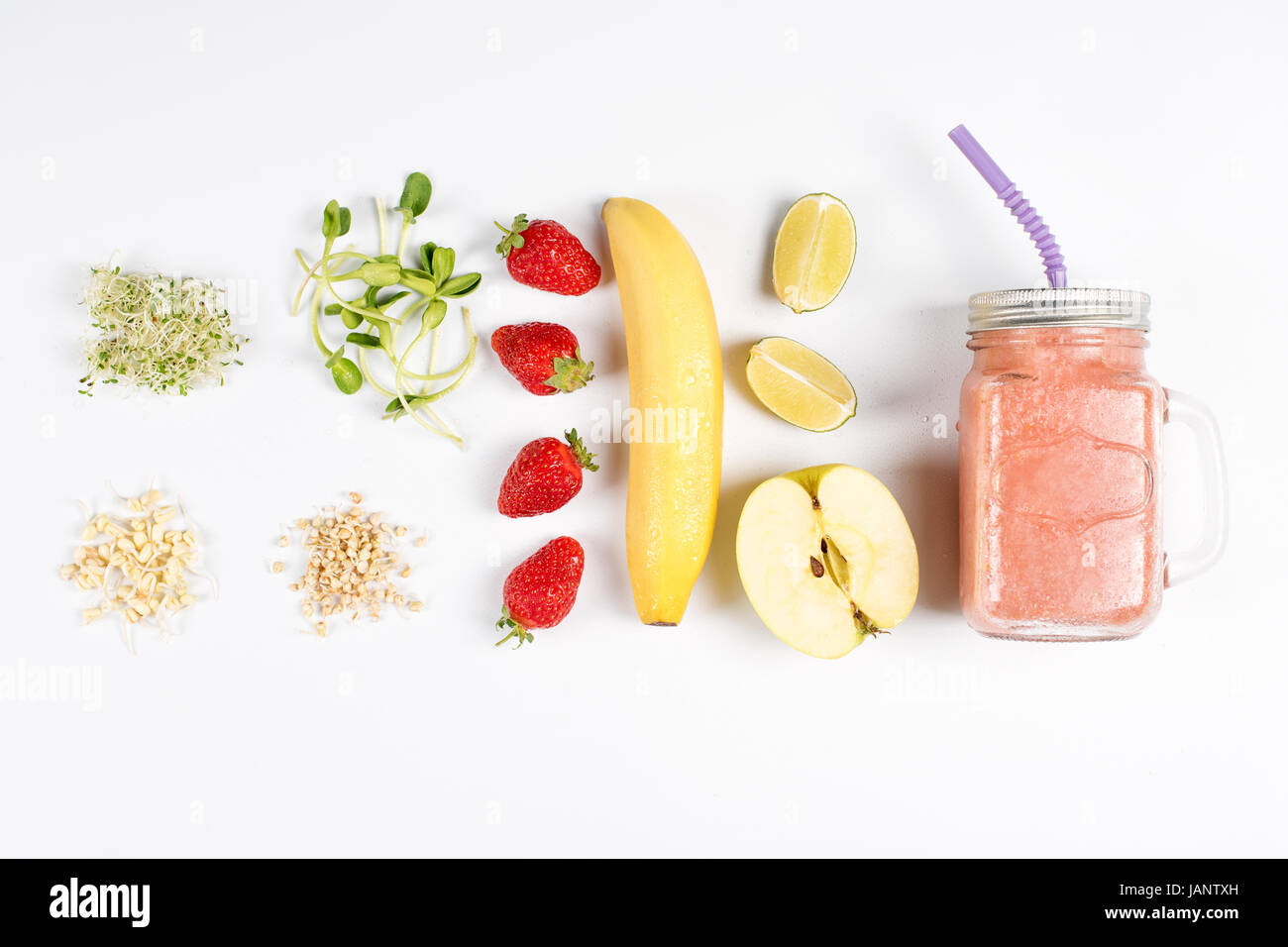 Detox cleanse drink, fruits and berries smoothie ingredients. Natural ...