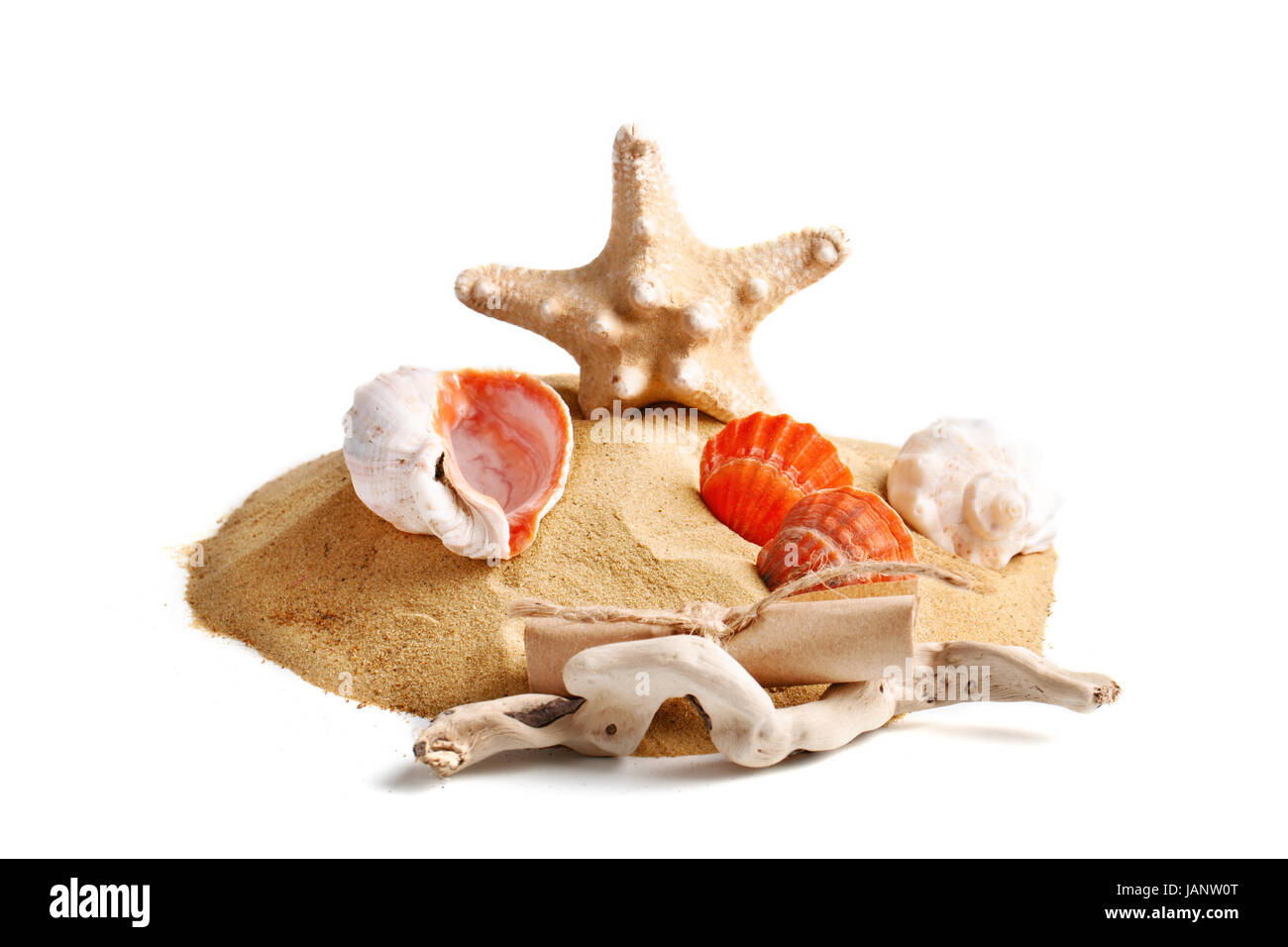 Sea sand and shells. Summer vacation.An isolated object Stock Photo - Alamy