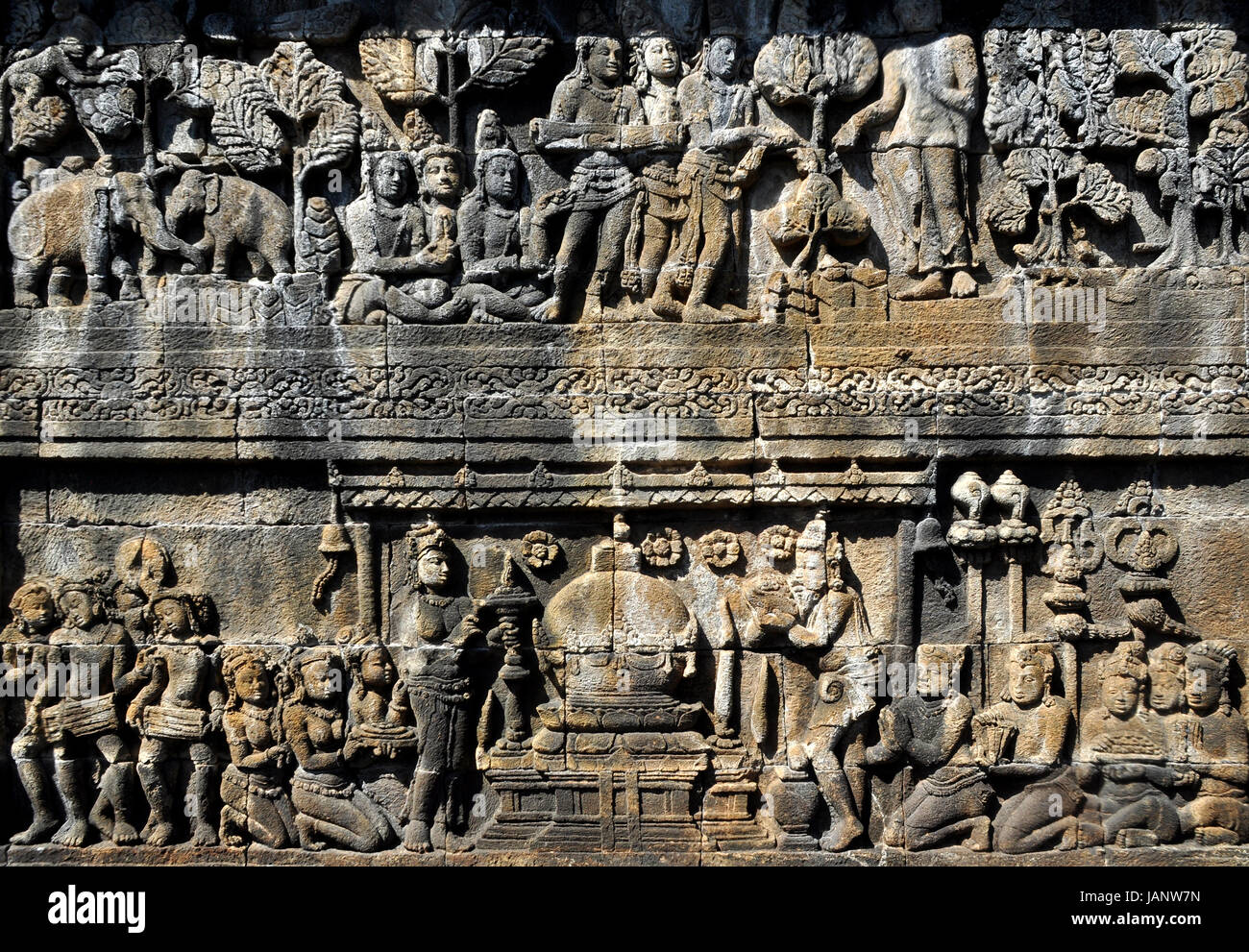 Relief Wall Borobudur Temple - Indonesia Stock Photo - Alamy