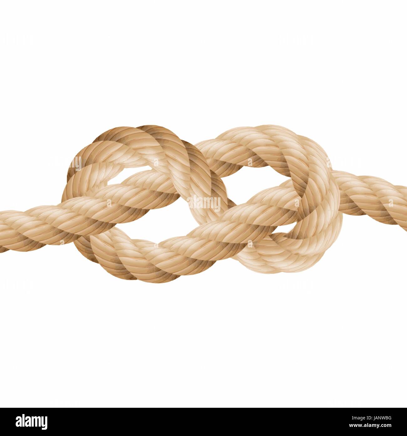 Realistic Rope Line Eith Knot. Yellow Twisted Ropes Set, Isolated On ...