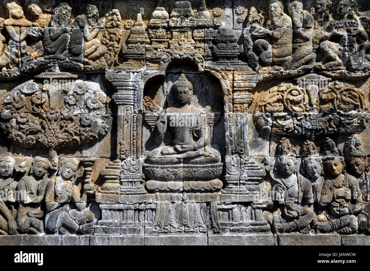 Relief Wall Borobudur Temple - Indonesia Stock Photo - Alamy