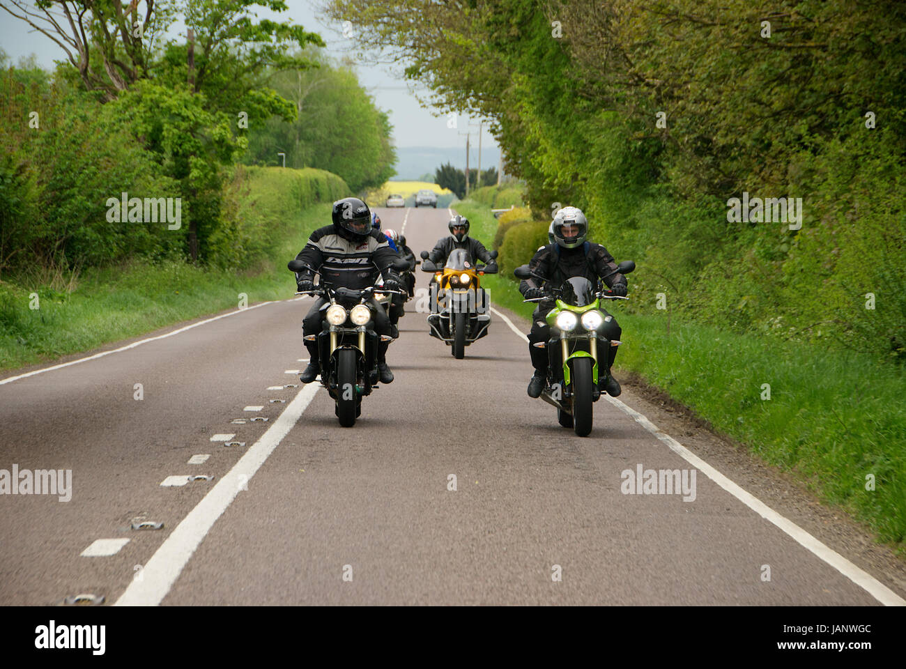 Group of motorcycles at speed on the highway with motion blur Stock ...