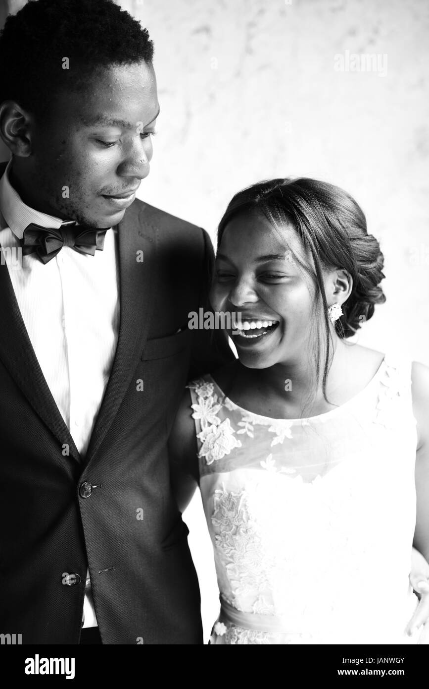 Cheerful African Descent Bride Groom Together Stock Photo - Alamy