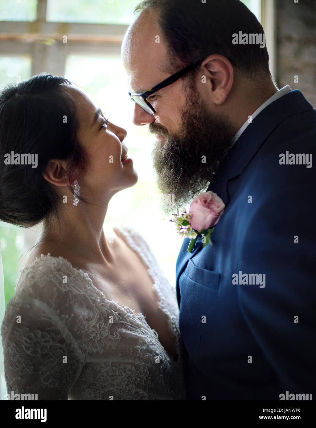 Closeup of Bride and Groom Standing Together Love Stock Photo - Alamy