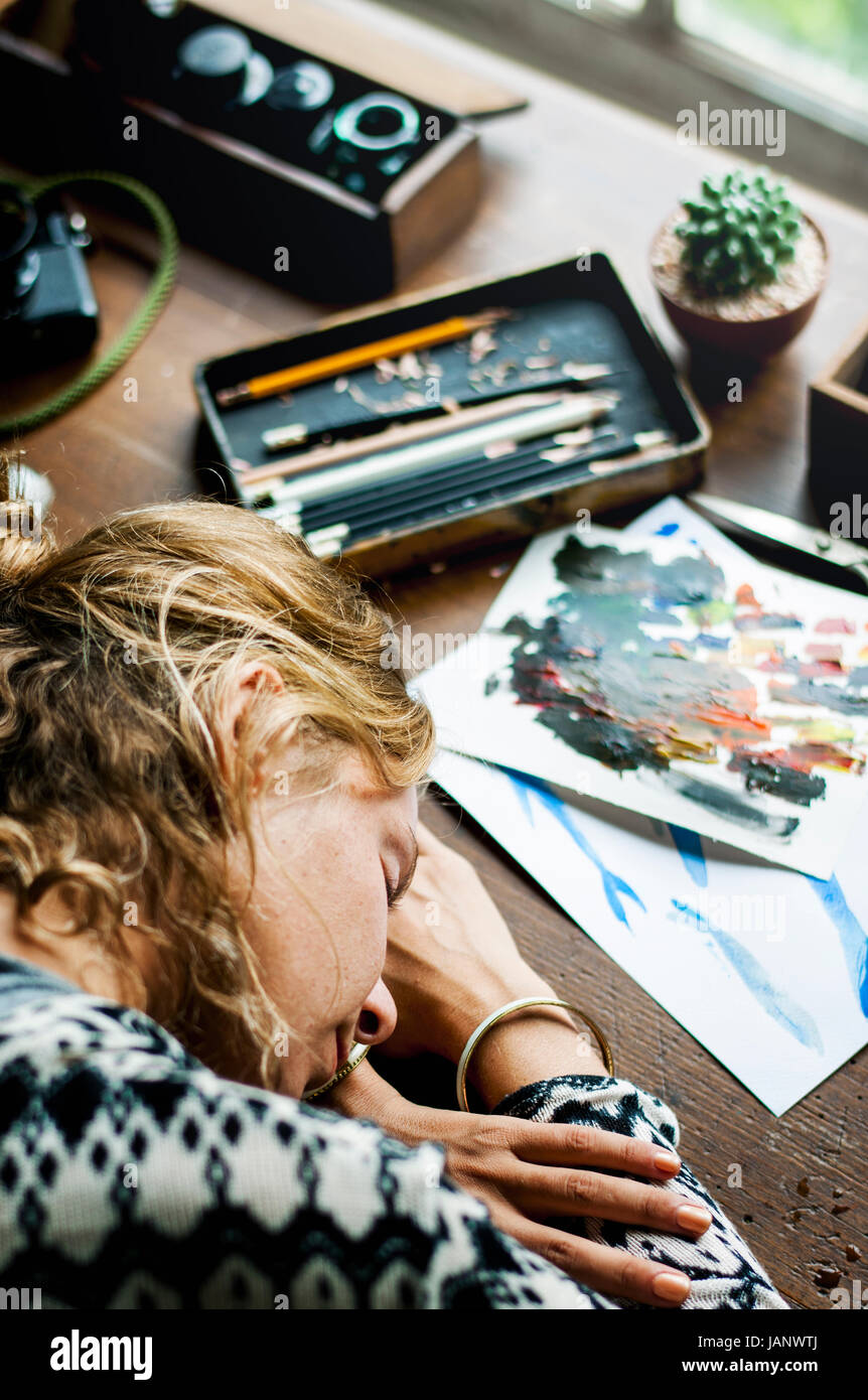 Woman taking a nap hi-res stock photography and images - Alamy